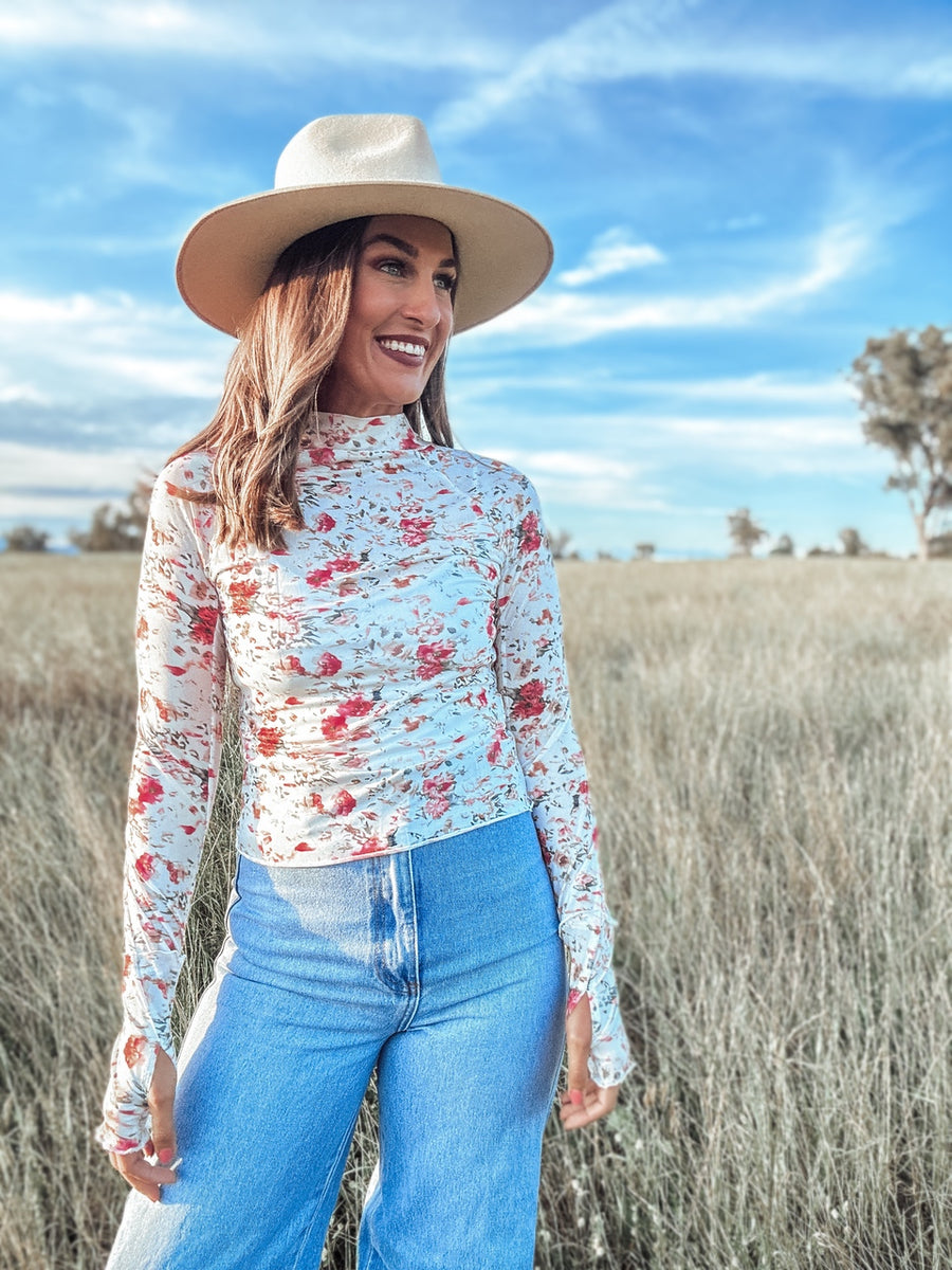 Ayleen Pink Floral Mesh Top – Wild Rose Country