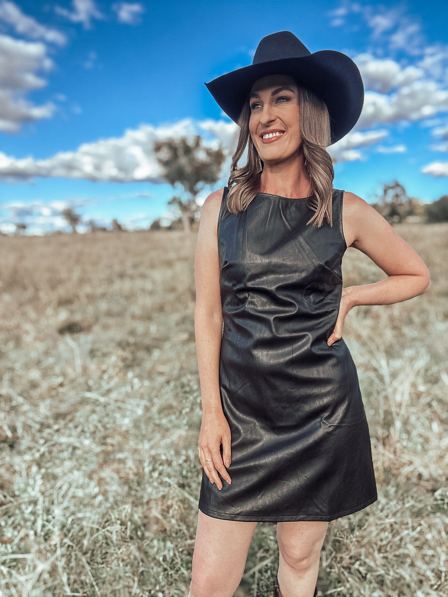 Casey Black Pleather Dress – Wild Rose Country