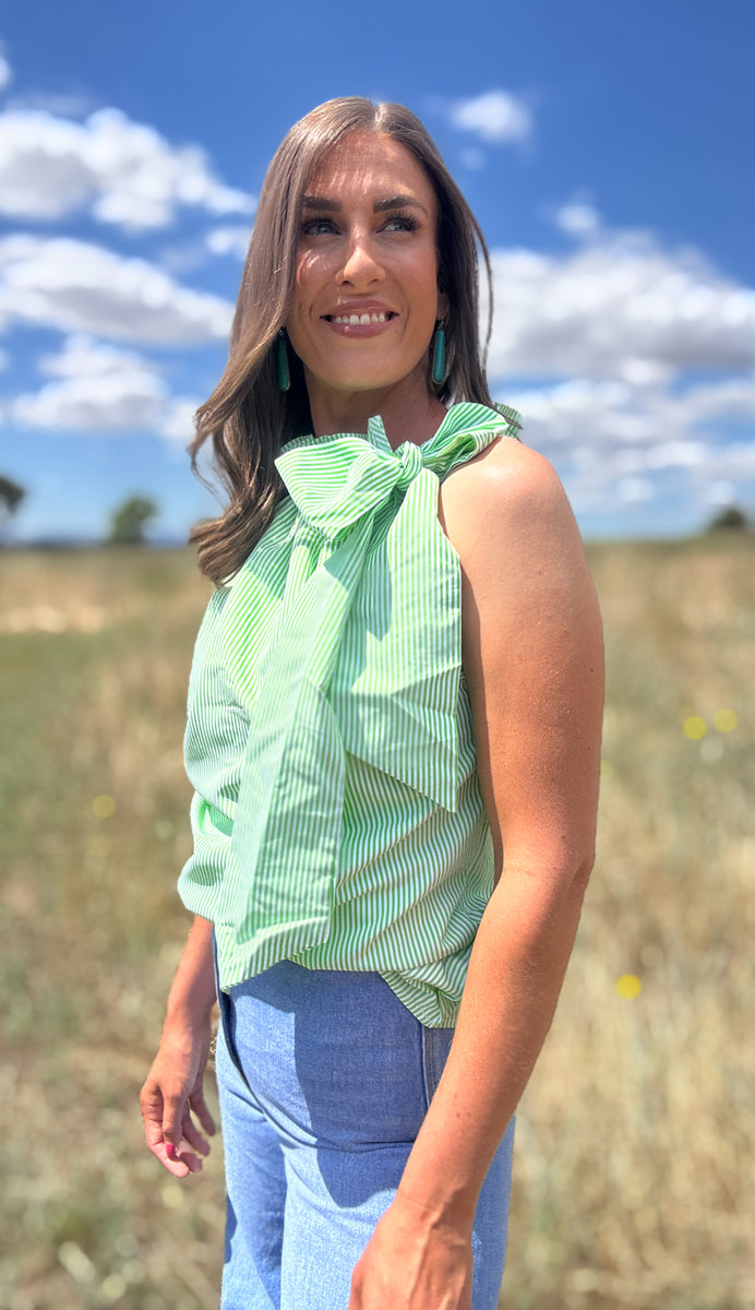 Hailee Stripe Top Green – Wild Rose Country