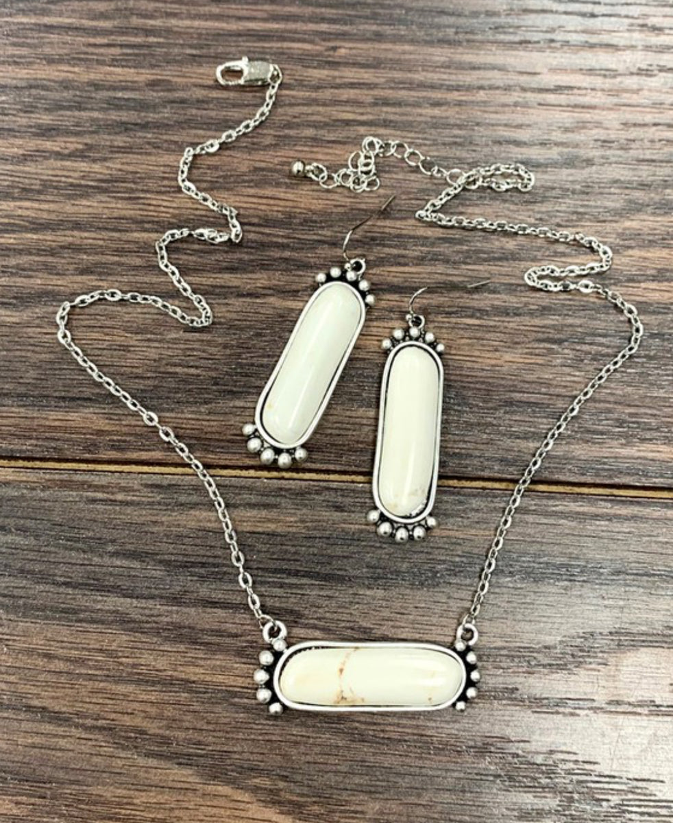 White Stone Necklace & Earring Set – Wild Rose Country