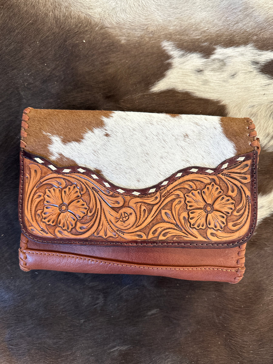 Cowhide Tooled Crossbody Bag – Wild Rose Country